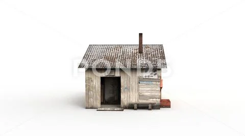 Old industrial building render on a white background. 3D rendering ...