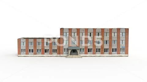 Old industrial building render on a white background. 3D rendering ...