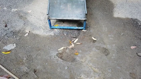 Old iron slider on playground for kids i... | Stock Video | Pond5