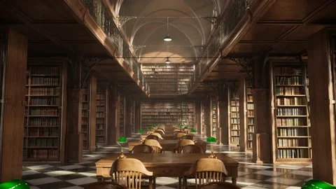 Old library wooden interior with shelves... | Stock Video | Pond5