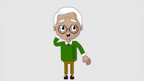 Old Man Awkward Animation Character Talk... | Stock Video | Pond5