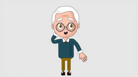 Old Man Awkward Animation Character Talk... | Stock Video | Pond5