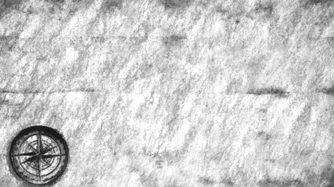 old map with compass - sketch paper | Stock Video | Pond5