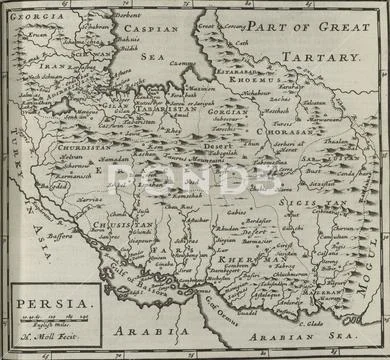 Old map of Persian territory from an 18th century atlas Stock Photo ...