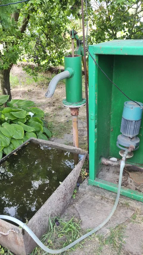 Old mechanical garden water pump. Hand w... | Stock Video | Pond5