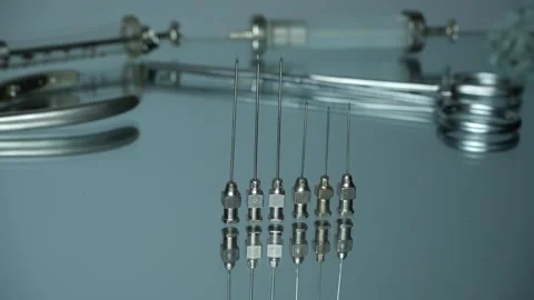 old metal needles from a syringe for inj... | Stock Video | Pond5