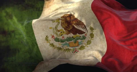 Old Mexico Flag waving at wind. Loop | Stock Video | Pond5