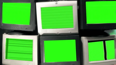 Old Monitors Green Screen Interference S... | Stock Video | Pond5