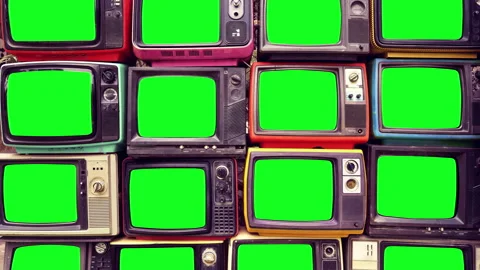 Old Monitors Stack Green Screen Static N... | Stock Video | Pond5