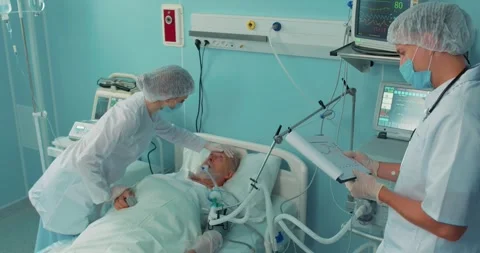 old pale sick man in an oxygen mask with... | Stock Video | Pond5