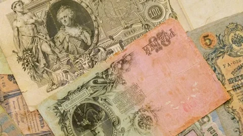 Old paper money of the Russian Empire of... | Stock Video | Pond5