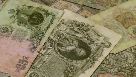 Old paper money of the Russian Empire of... | Stock Video | Pond5