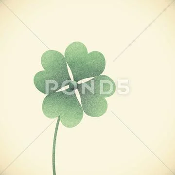 Old paper texture clover with four leaves on vintage tone background ...