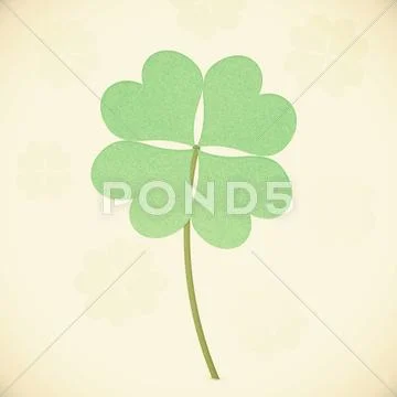 Old paper texture clover with four leaves on vintage tone background ...
