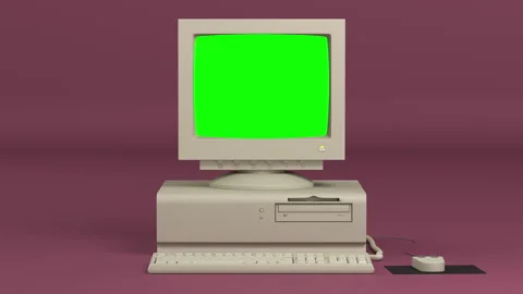 Old PC Turn ON and OFF with Green Screen... | Stock Video | Pond5