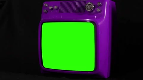 Old Purple Television Turning On Green S... | Stock Video | Pond5