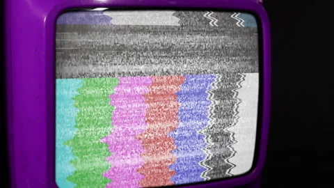 Old Purple Television Turning On Green S... | Stock Video | Pond5
