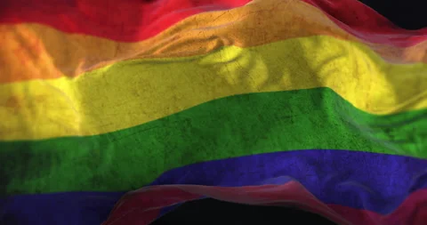 Old rainbow flag, LGBT pride Flag waving... | Stock Video | Pond5
