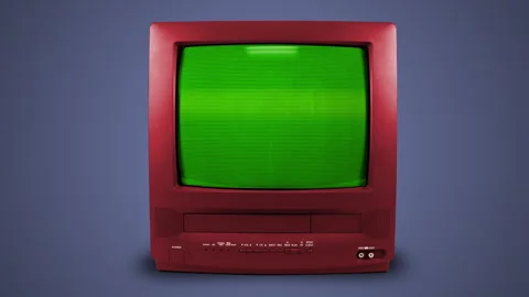 Old red TV on a violet background with a... | Stock Video | Pond5