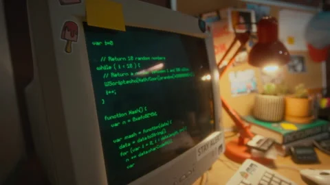 Old Retro Computer with Running Green Co... | Stock Video | Pond5