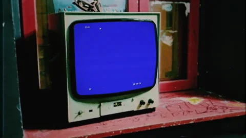 Old Retro Monitor Blue Screen VHS Time C... | Stock Video | Pond5