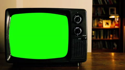 Old Retro Television with Green Screen. ... | Stock Video | Pond5