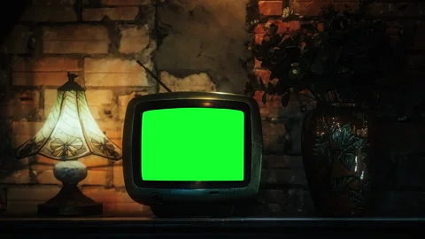 Old Retro TV Green Screen Compact Televi... | Stock Video | Pond5