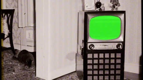 Old Retro TV Green Screen Vintage House ... | Stock Video | Pond5