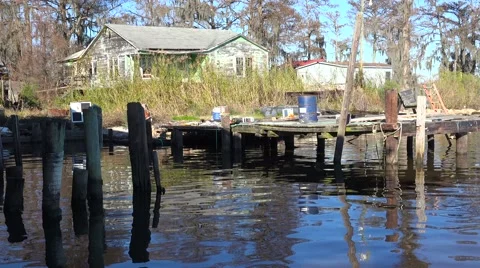 An old run down shack along the bayou in... | Stock Video | Pond5