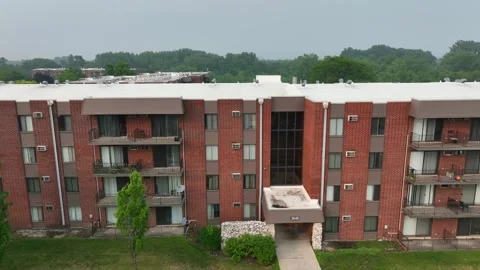 Old, rundown apartment building. Aerial ... | Stock Video | Pond5