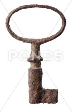 Photograph: Old rusty key isolate on a white background, rust, metal ...