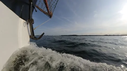 Old Sailing Ship with Bow Wave and Ancho... | Stock Video | Pond5