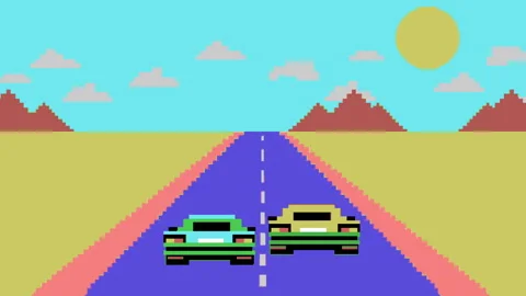 Old school childhood computer video game... | Stock Video | Pond5