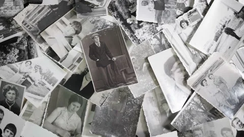 Old spinning portraits on retro backgrou... | Stock Video | Pond5