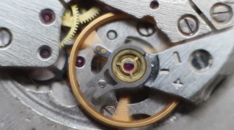 Ancient Stopwatch Clock Gears Mechanism Stock Video Footage | Royalty ...