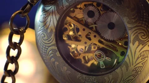 Ancient Stopwatch Clock Gears Mechanism Stock Video Footage | Royalty ...