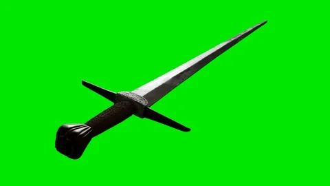 old sword on green chromakey background | Stock Video | Pond5