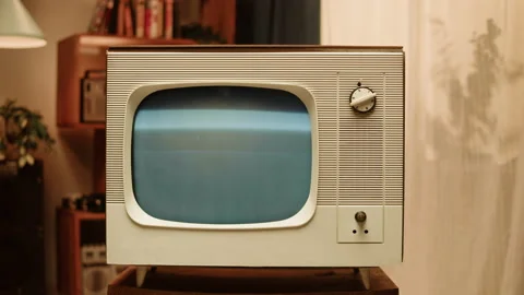 Old television with gray screen at home.... | Stock Video | Pond5