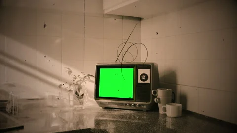 Old Television Green Screen Kitchen Coun... | Stock Video | Pond5