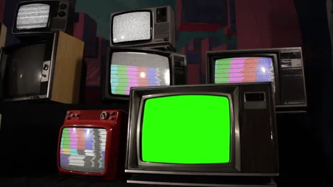 Old Television Set with Green Screen and... | Stock Video | Pond5