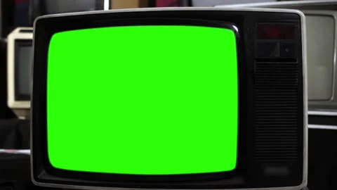 Old Television Turning On Green Screen w... | Stock Video | Pond5