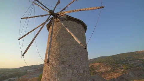 Old Traditional Historic Stone Windmill | Stock Video | Pond5
