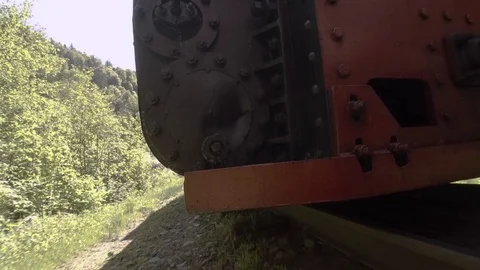 Old train at high speed. Vintage narrow ... | Stock Video | Pond5