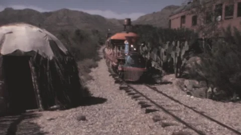 Old Tucson, USA - 1982: Train arrives at... | Stock Video | Pond5