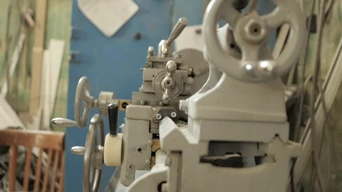 Old turning lathe machine in turning wor... | Stock Video | Pond5