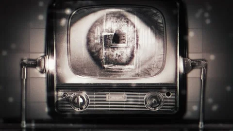 Old TV Creepy Scene Retro Technology Tel... | Stock Video | Pond5