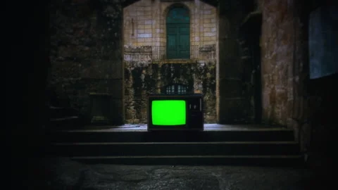 Old TV Green Screen Outside House Retro ... | Stock Video | Pond5