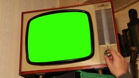 Old TV with green screen, retro TV in an... | Stock Video | Pond5