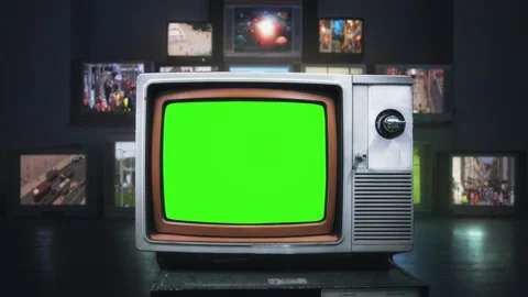 Old TV Green Screen Vintage Television C... | Stock Video | Pond5