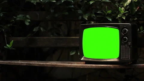 Old TV Set Green Screen at Park Bench. Z... | Stock Video | Pond5